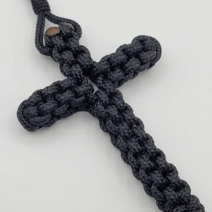 Negro Cordón Anudado Cruz Ortodoxa Cuerda De Oración Nudo Macrame ...