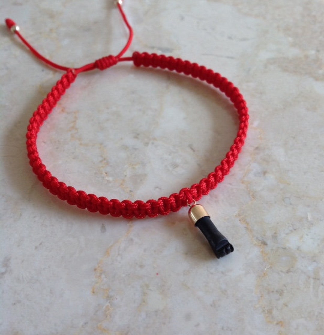 Pulsera De Hilo Rojo Para Adultos, Azabache Figa Mano 14K Amarillo Oro ...