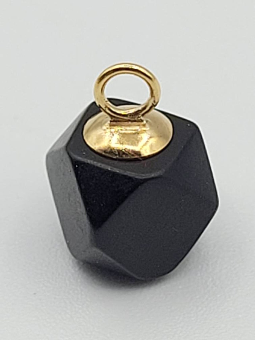 Small (6mm) Genuine Azabache & Coral 14K Gold Jet Protection Pendant ...