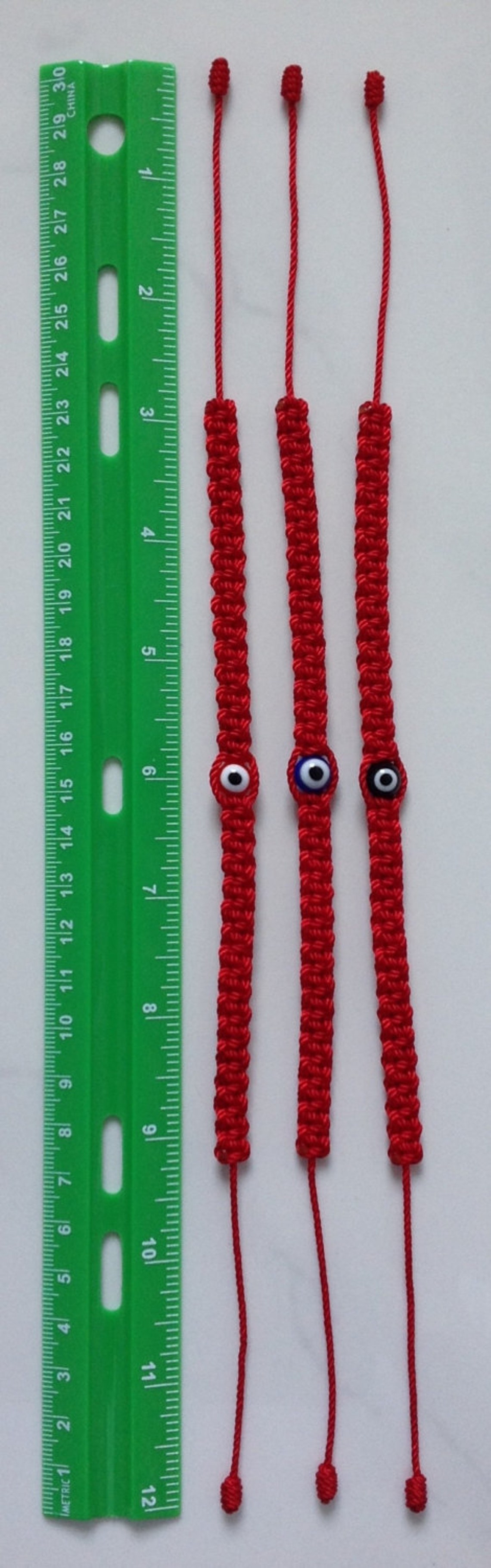 3 Red Kabbalah String Bracelet Glass Evil Eye Good Luck | Etsy