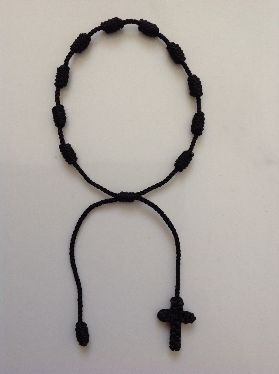 Black Decenario Knotted Rosary Stylish Pulseras Trendy Celebrity ...