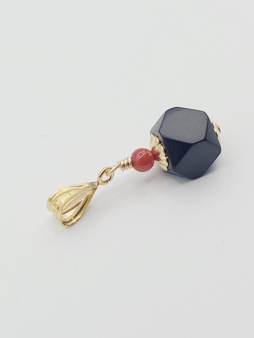 Pendant Azabache 6mm Coral 3mm 925 Gold Filled Pendant - Genuine ...
