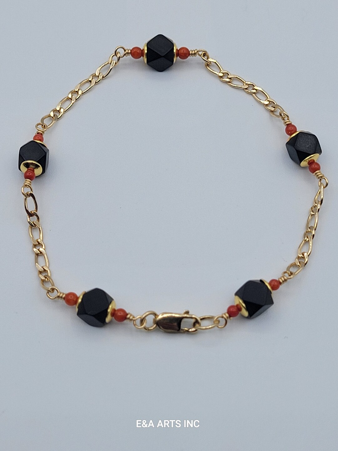 Azabache Genuino 5mm Con Coral 1.5mm (azabache Negro) Y Brazalete ...