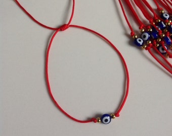 Evil Eye Red String Kabbalah Bracelet Goldtone Bead Good Luck | Etsy