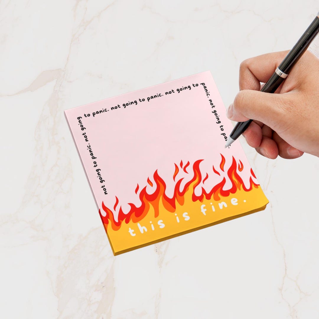 This is Fine Flames Post-it Note Pad – Funny Sarcastic Stationery - Etsy