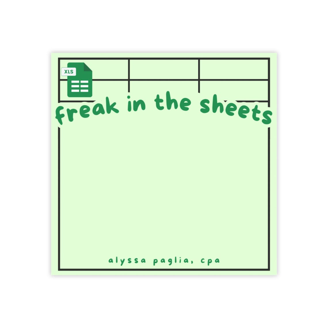 Freak in the Sheets Post-it Note Pads | Accountant CPA Excel Sheet Desk ...