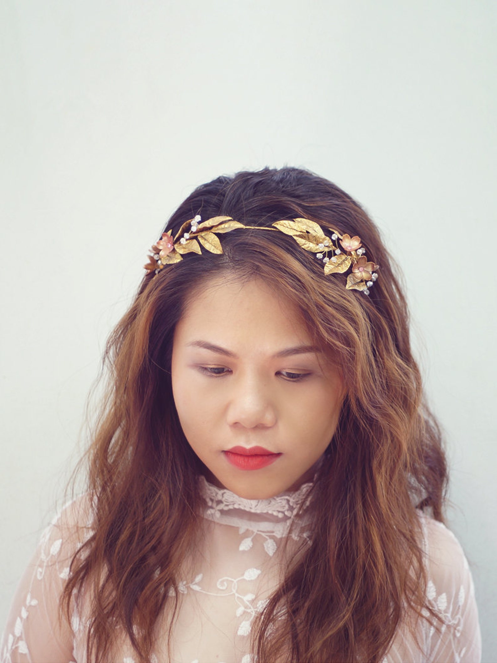 Gold Flower Headband,greek Headband, Made by Polymner Clay Sweet Girl ...
