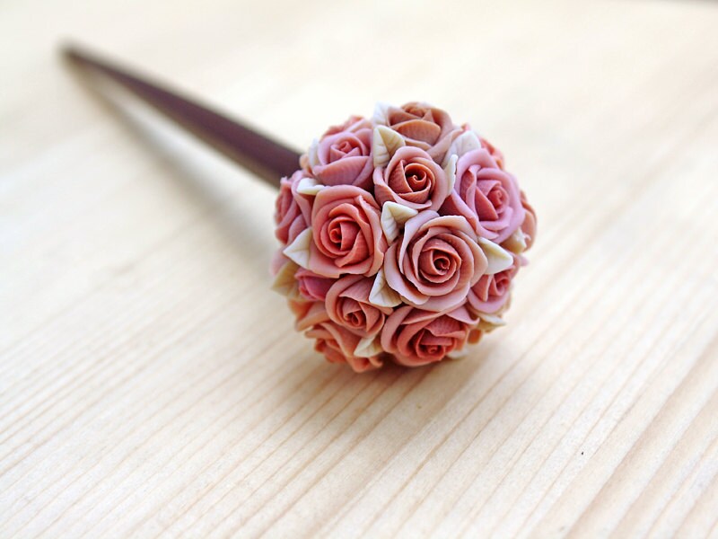 Dust Pink Rose Hair Stick, Hair Accessories ,handmade Flowers , Vintage ...