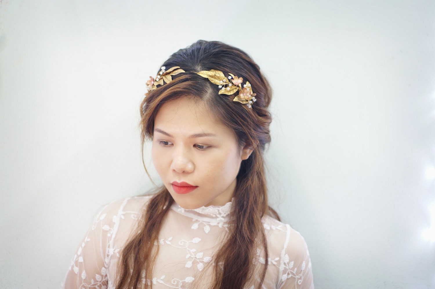 Gold Flower Headband,greek Headband, Made by Polymner Clay Sweet Girl ...