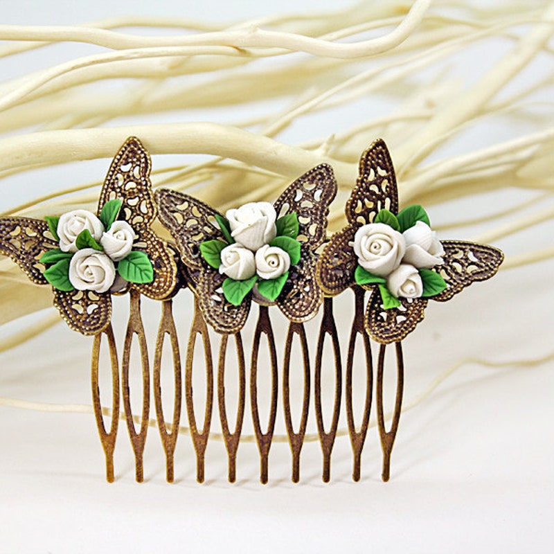 Rose Hair Comb - Etsy