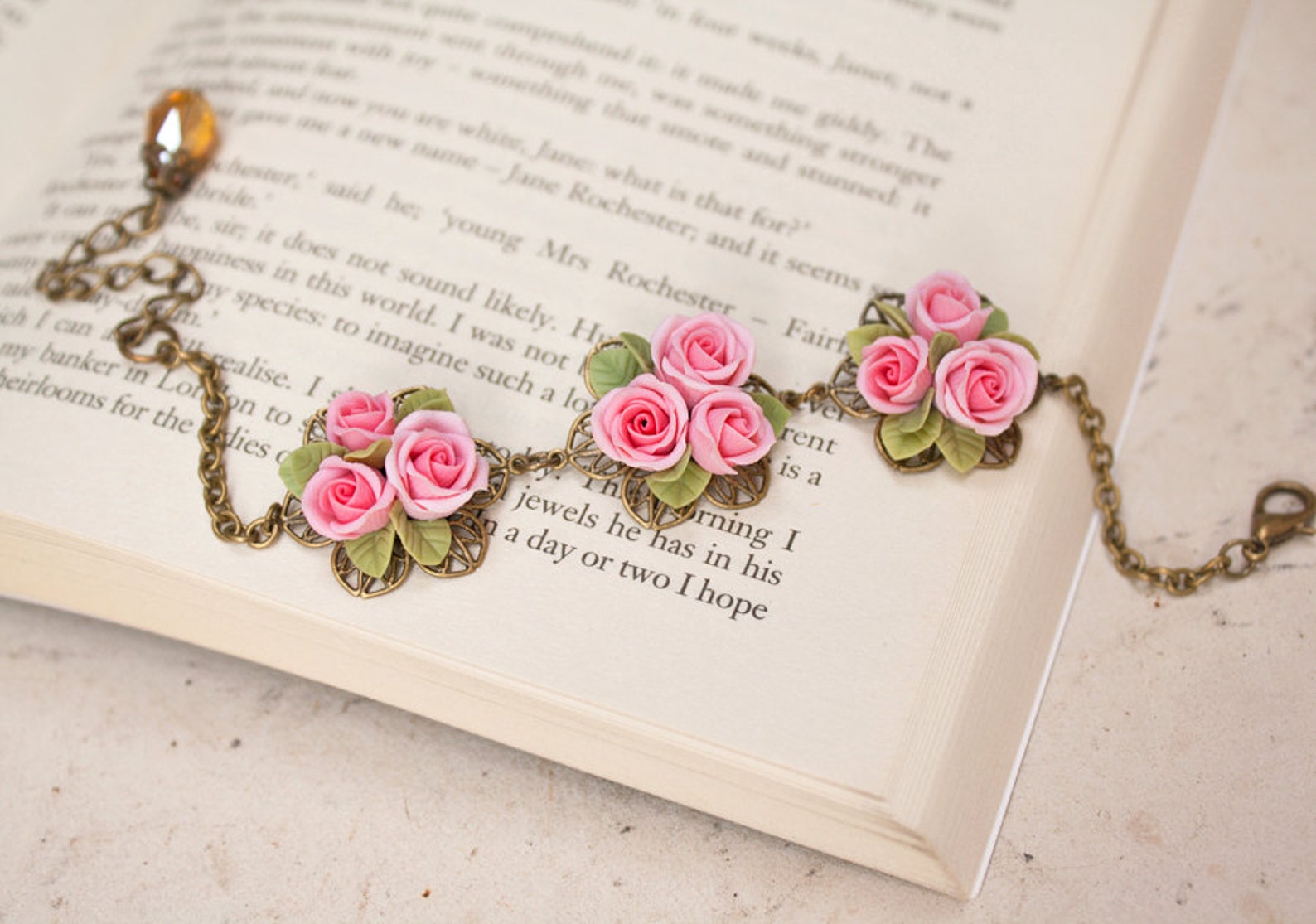 Pink Rose Bracelet Flowers Bracelet Vintage Bracelet | Etsy