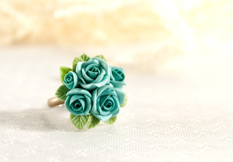 Blue Rose Adjustable Ring, Flowers Ring, Vintage Ring , Jewelry ...