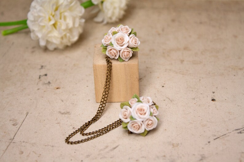 White Rose Collar Tips Collar Brooch Handmade Rose Etsy