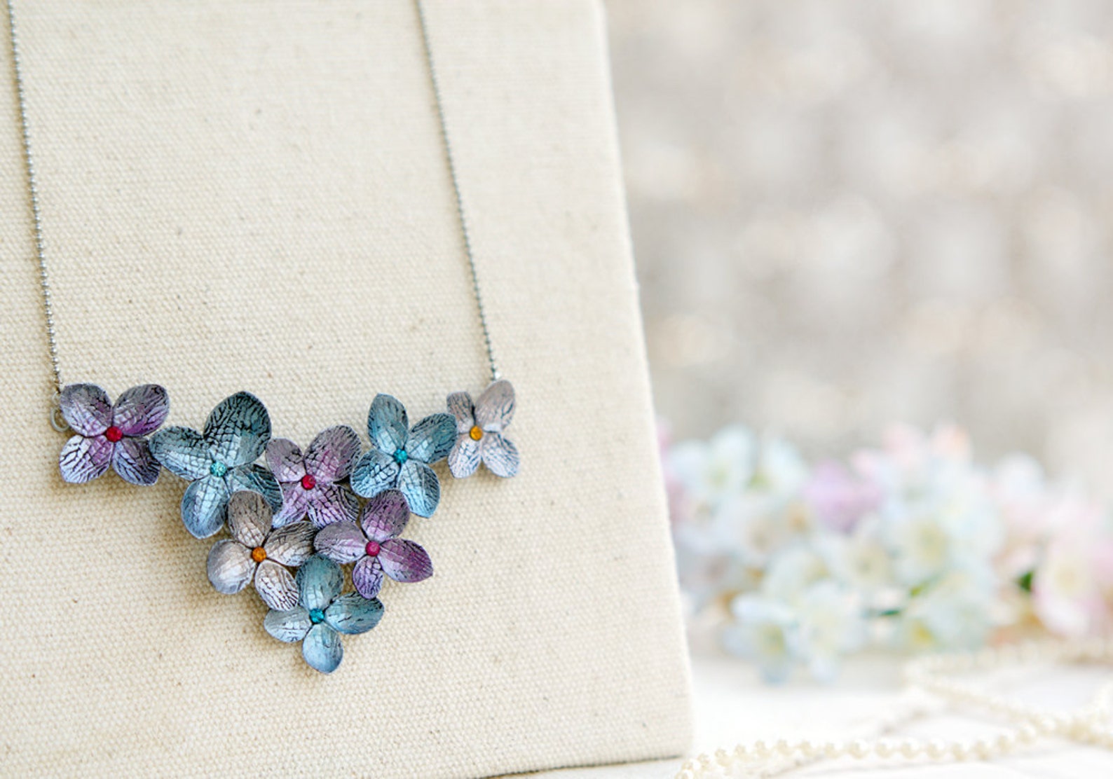 Gold Hydrangea Necklace ,handmade Flowers Necklace - Etsy