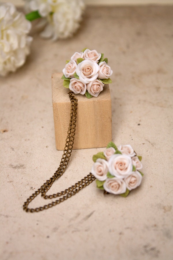 White Rose Collar Tips Collar Brooch Handmade Rose | Etsy