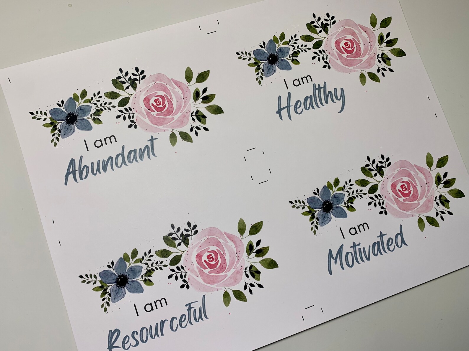 Ready to Print, Positive Affirmation Cards - Floral - Etsy