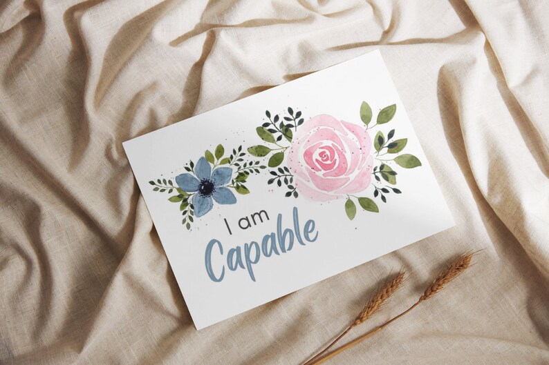 Ready to Print, Positive Affirmation Cards - Floral - Etsy