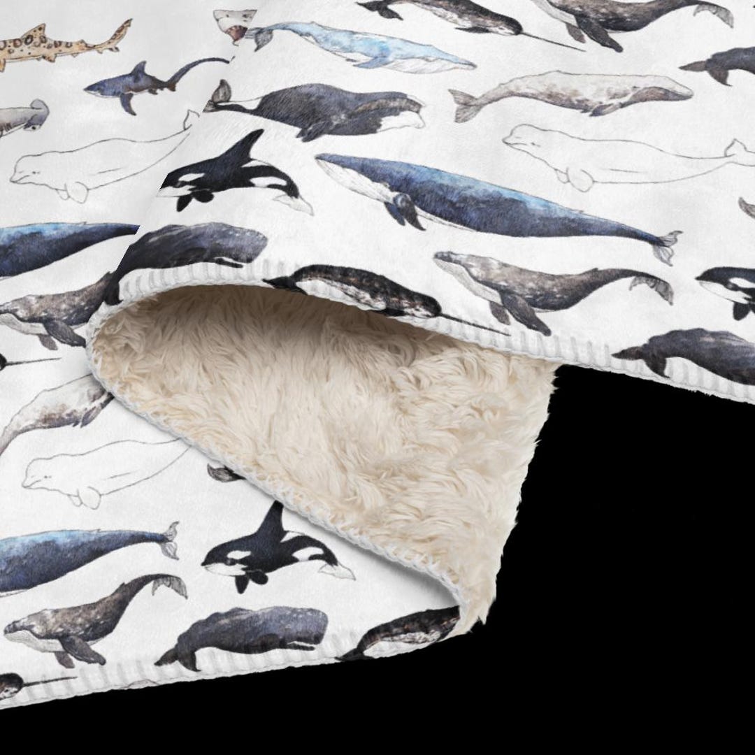 Cozy Throw Whales Sharks Ocean Theme 37" X 57" - Etsy