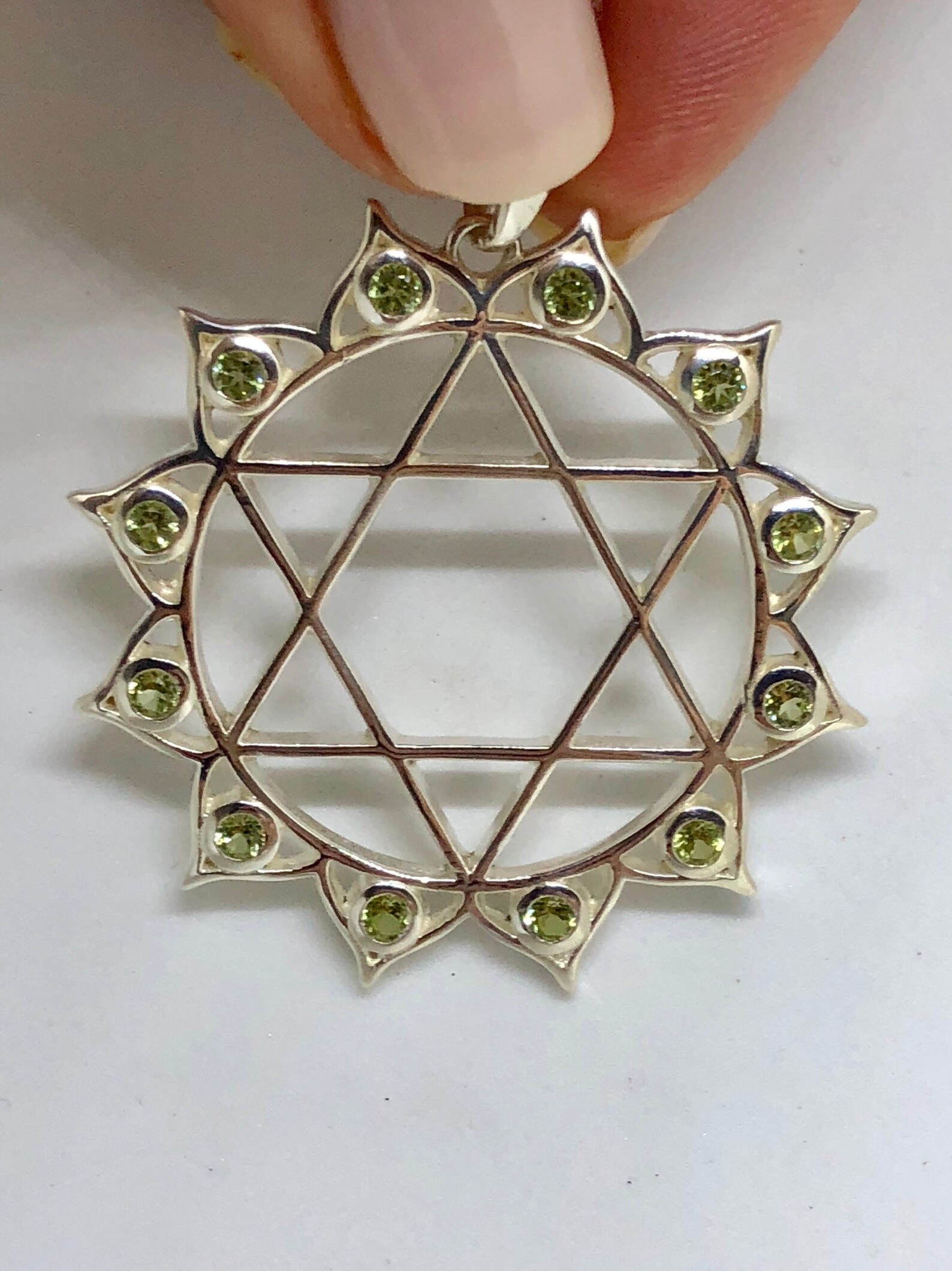 Chakra, Heart Chakra Pendant With Peridot Made in 925 Sterling Silver ...