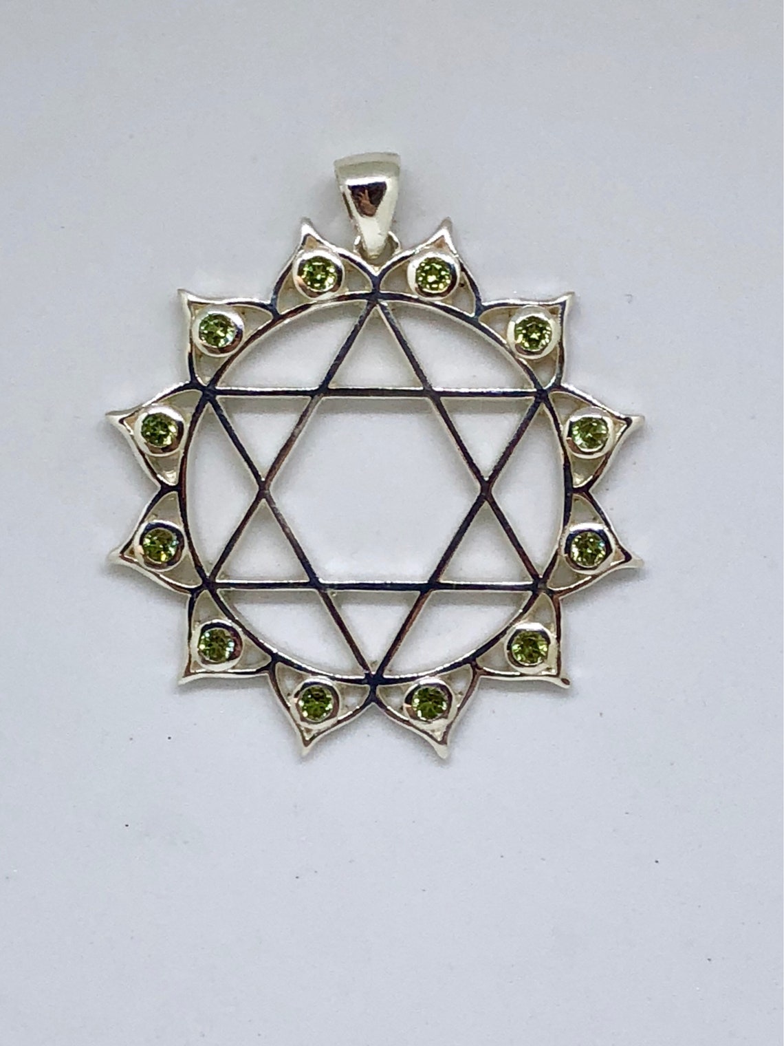 Chakra, Heart Chakra Pendant With Peridot Made in 925 Sterling Silver ...