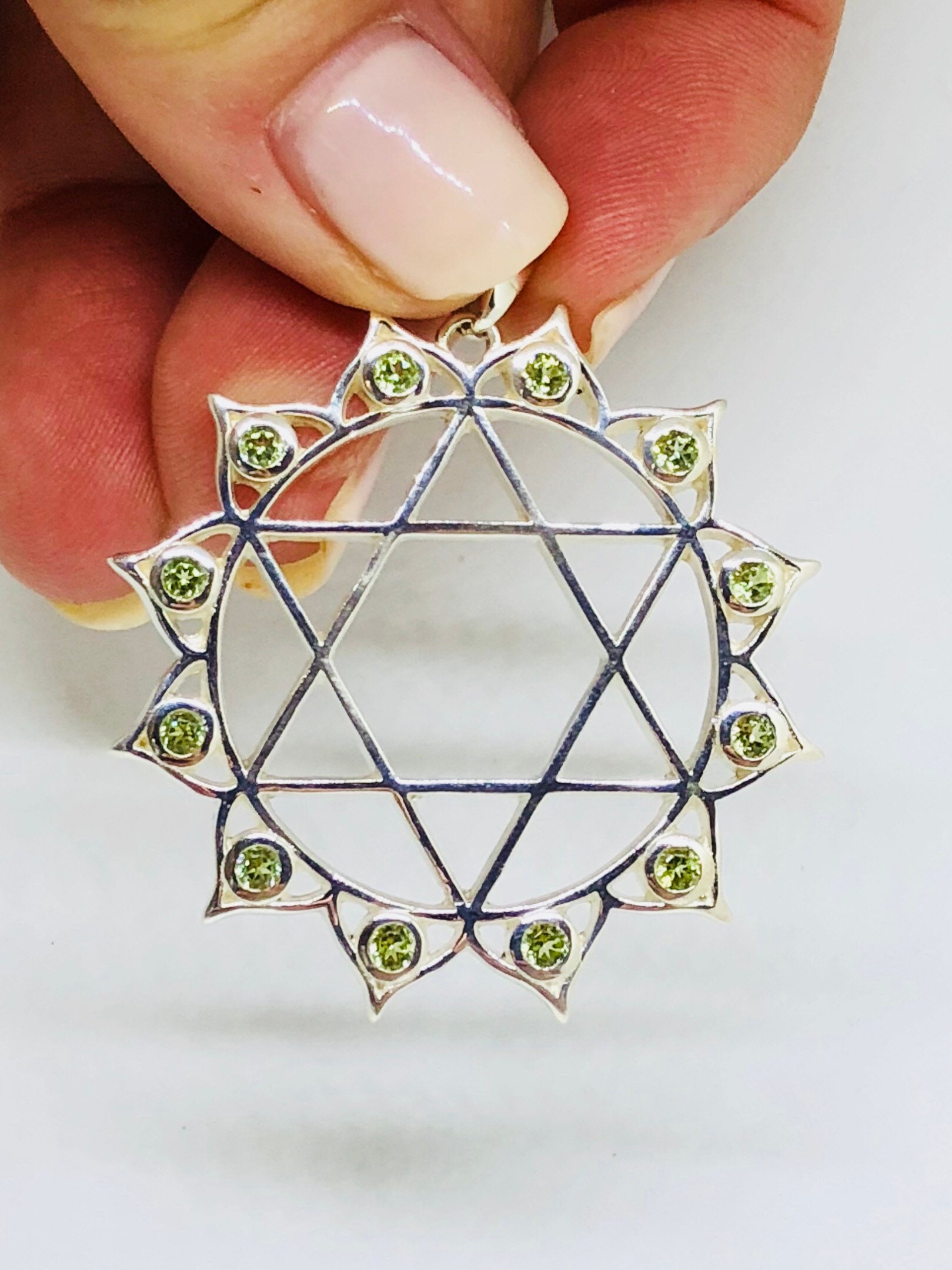 Chakra Heart Chakra Pendant With Peridot Made in 925 Sterling | Etsy