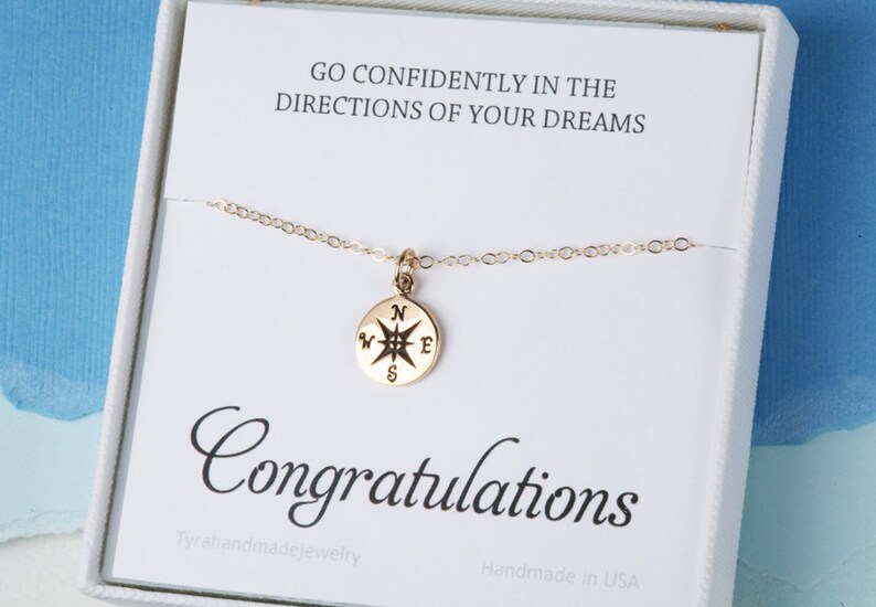 Compass Necklace,graduation Gift,class of 2018,lucky Charm Necklace ...