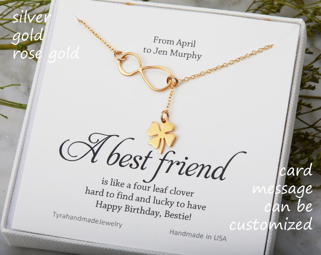 Four Leaf Clover Infinity Lariat Y Necklace With Note Card,shamrock ...