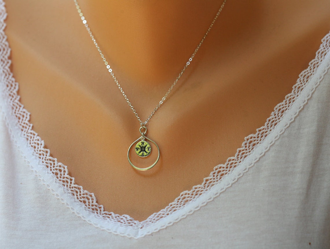 Compass infinity necklacecustom note cardasymmetrical | Etsy