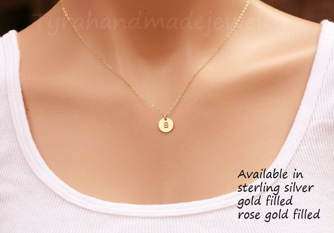Personalized Initial Necklace,gold,silver,stamped Monogram Tag,custom ...