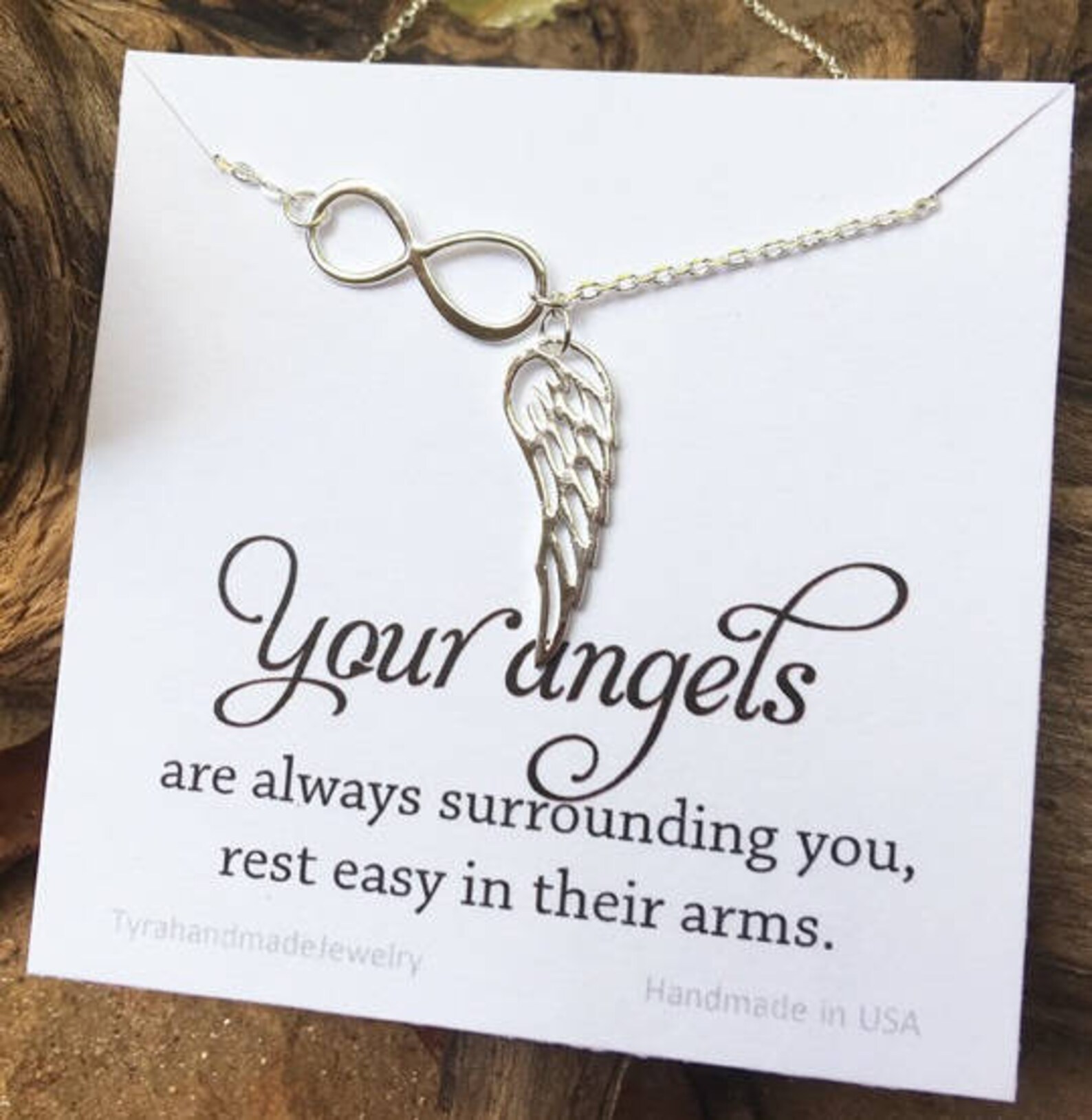 Infinity Angel Wing Necklacesterling Silver Wing | Etsy