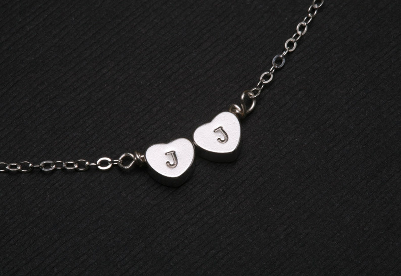 Heart Initial Necklacethick heart charmhand stamped | Etsy