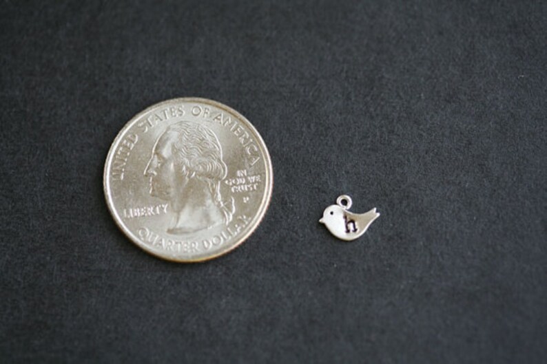 Initialed Baby Bird,tiny Bird Charm, Hand Stamped Bird Charm,monogram ...