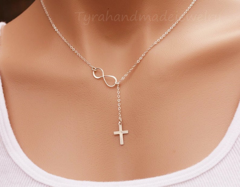 Infinity Cross Necklacesterling Silversideways Infinity - Etsy