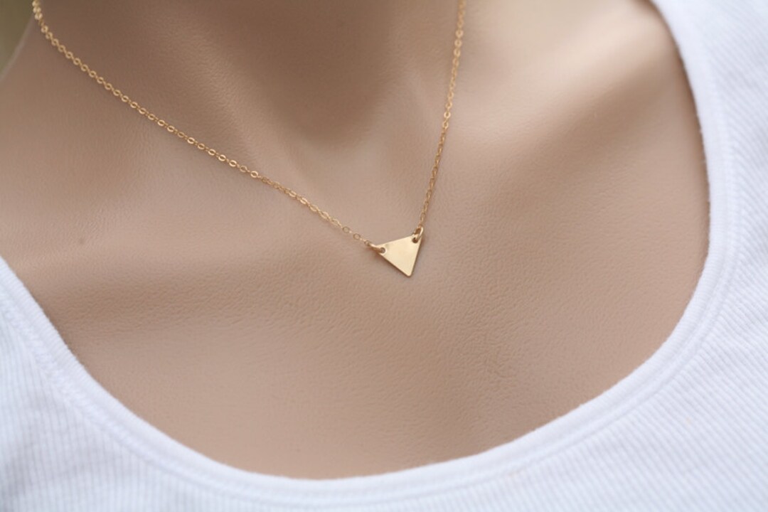 Personalized Tiny Triangle Necklace,custom Font Stamped Initial on ...