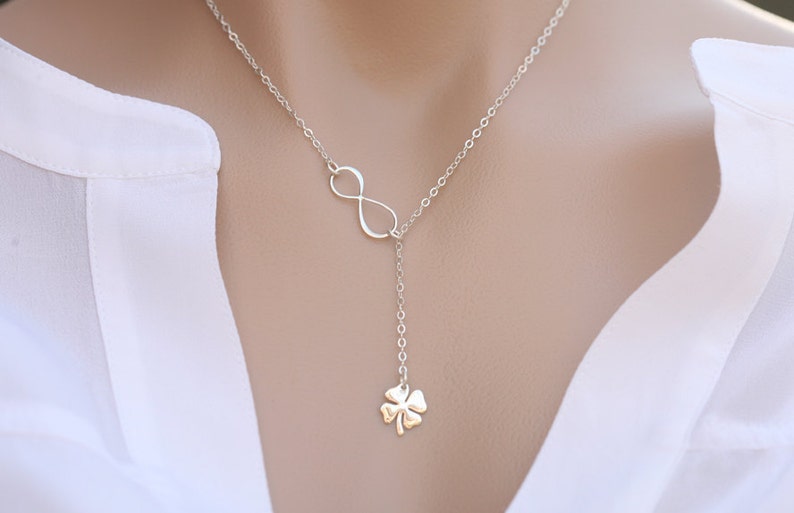 Four Leaf Clover Infinity Necklacey Lariat Shamrock - Etsy