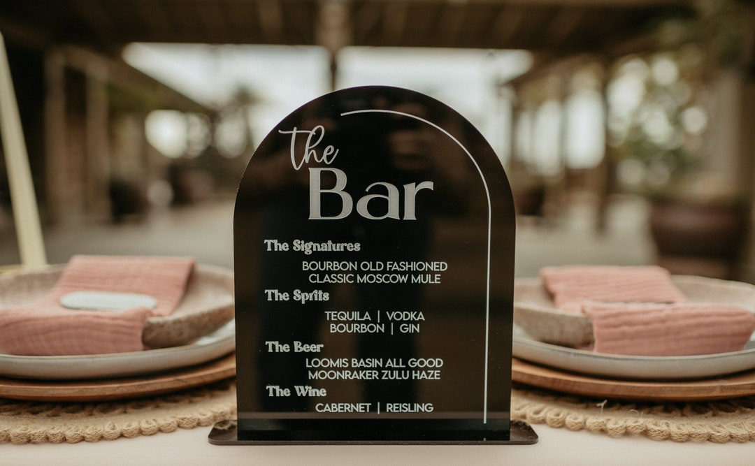 Arch Personalized Acrylic Wedding Bar Sign | Modern Bar Sign for ...
