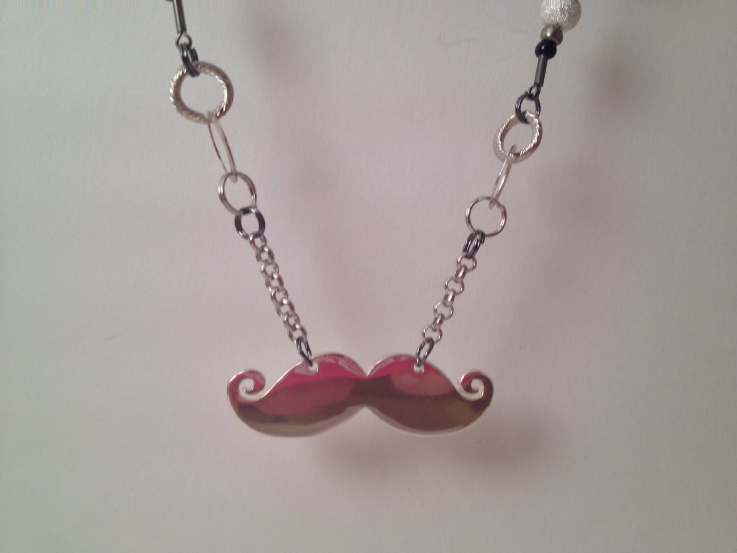 Mustache Necklace // Short Necklace // Silver Mustache // Simple Short ...