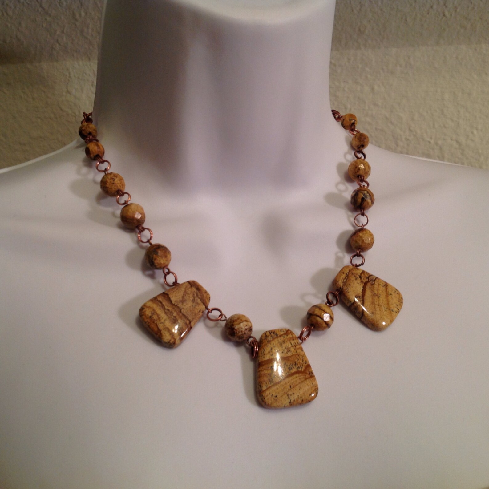Beige Stone Statement Necklace // Natural Necklace // Necklace | Etsy