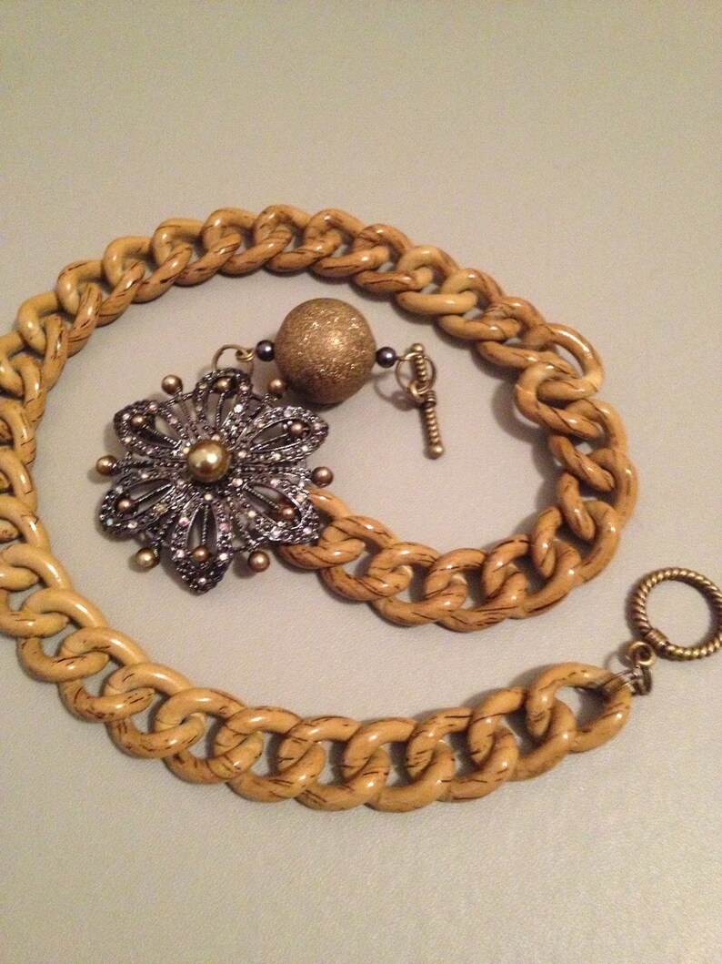 Thick Brown Bronze Tone Metal Chain Rhinestone Gunmetal | Etsy