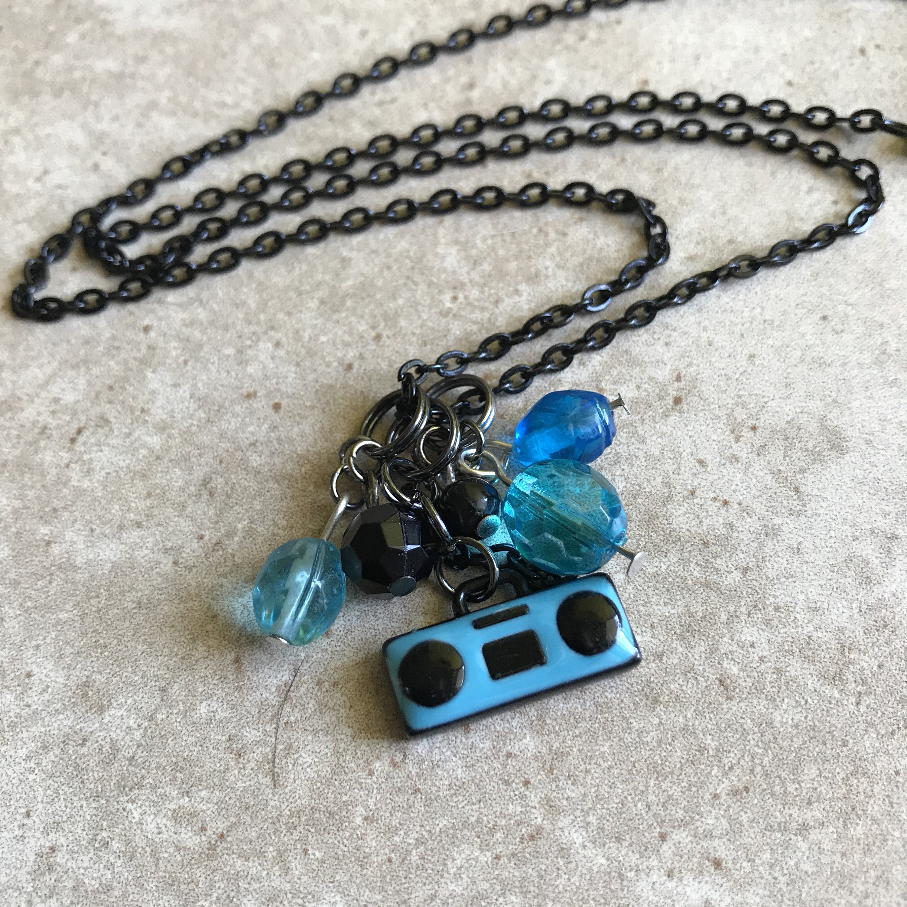 Retro Inspired Blue Boom Box Speaker Charm Necklace - Etsy