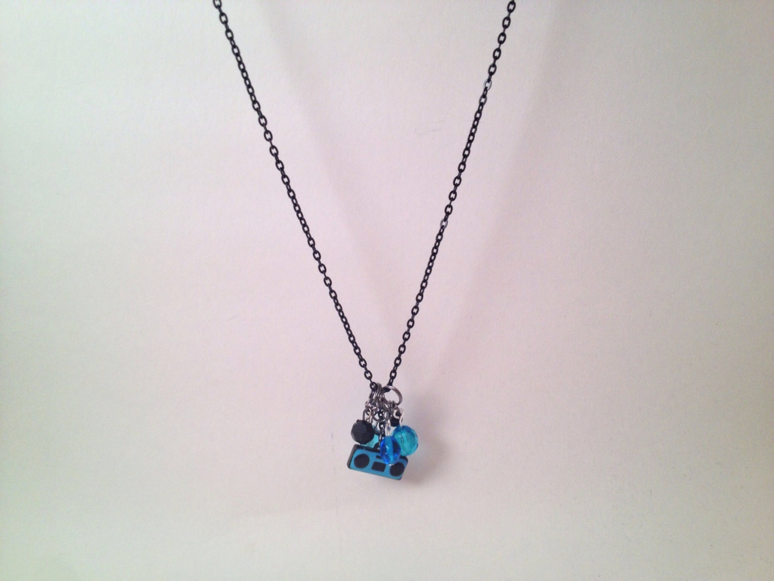 Retro Inspired Blue Boom Box Speaker Charm Necklace - Etsy