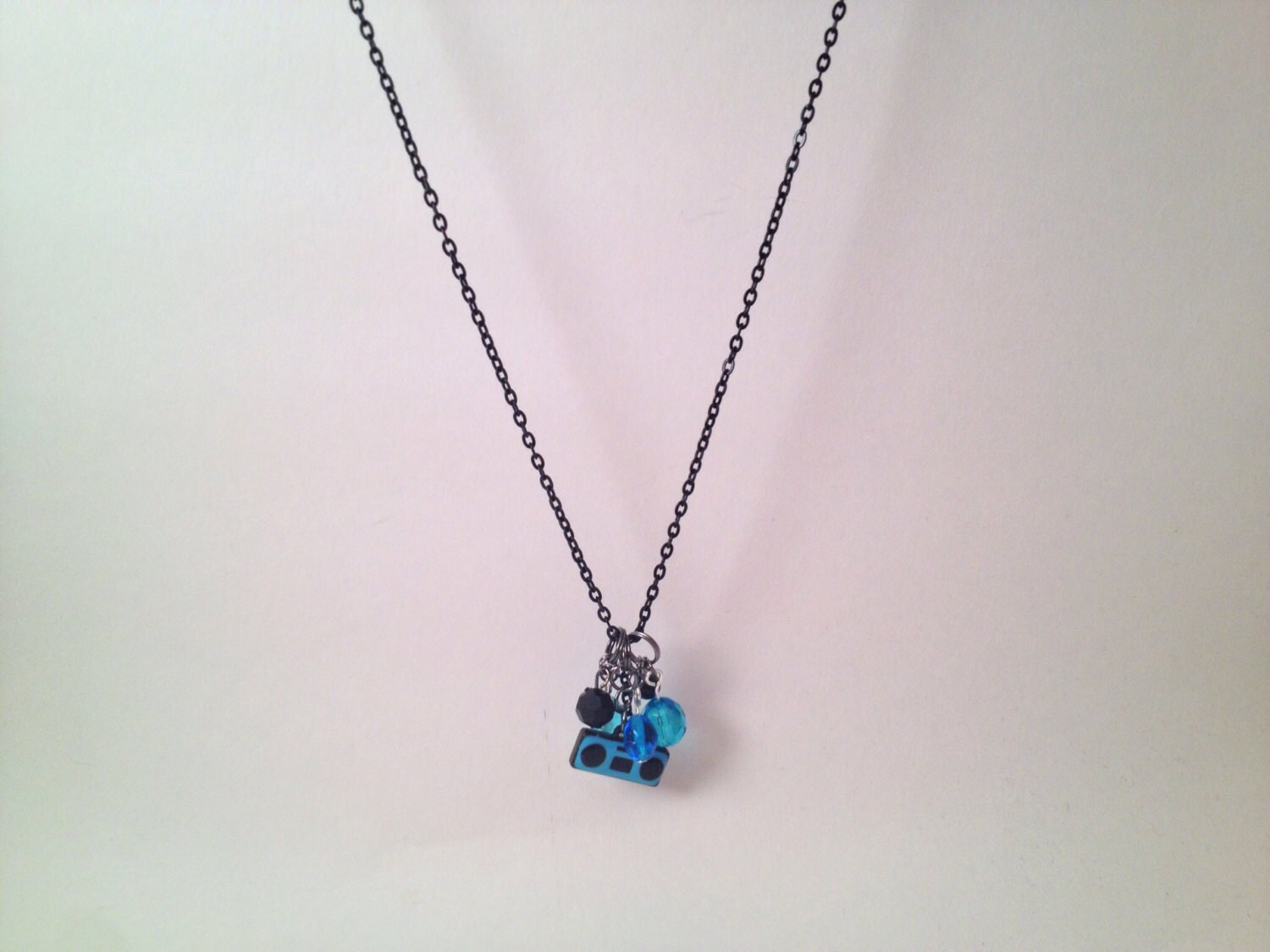 Retro Inspired Blue Boom Box Speaker Charm Necklace - Etsy