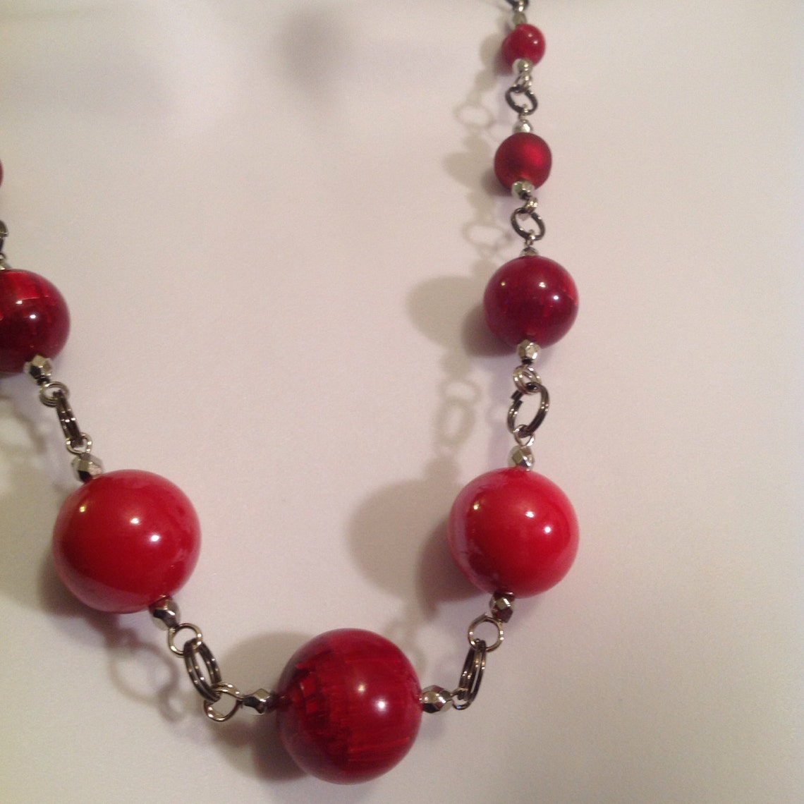 Red Beaded Necklace // Simple Necklace // Red Necklace // Chunky Red ...