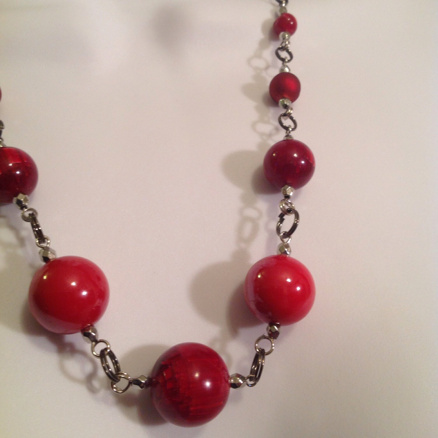 Red Beaded Necklace // Simple Necklace // Red Necklace // Chunky Red ...