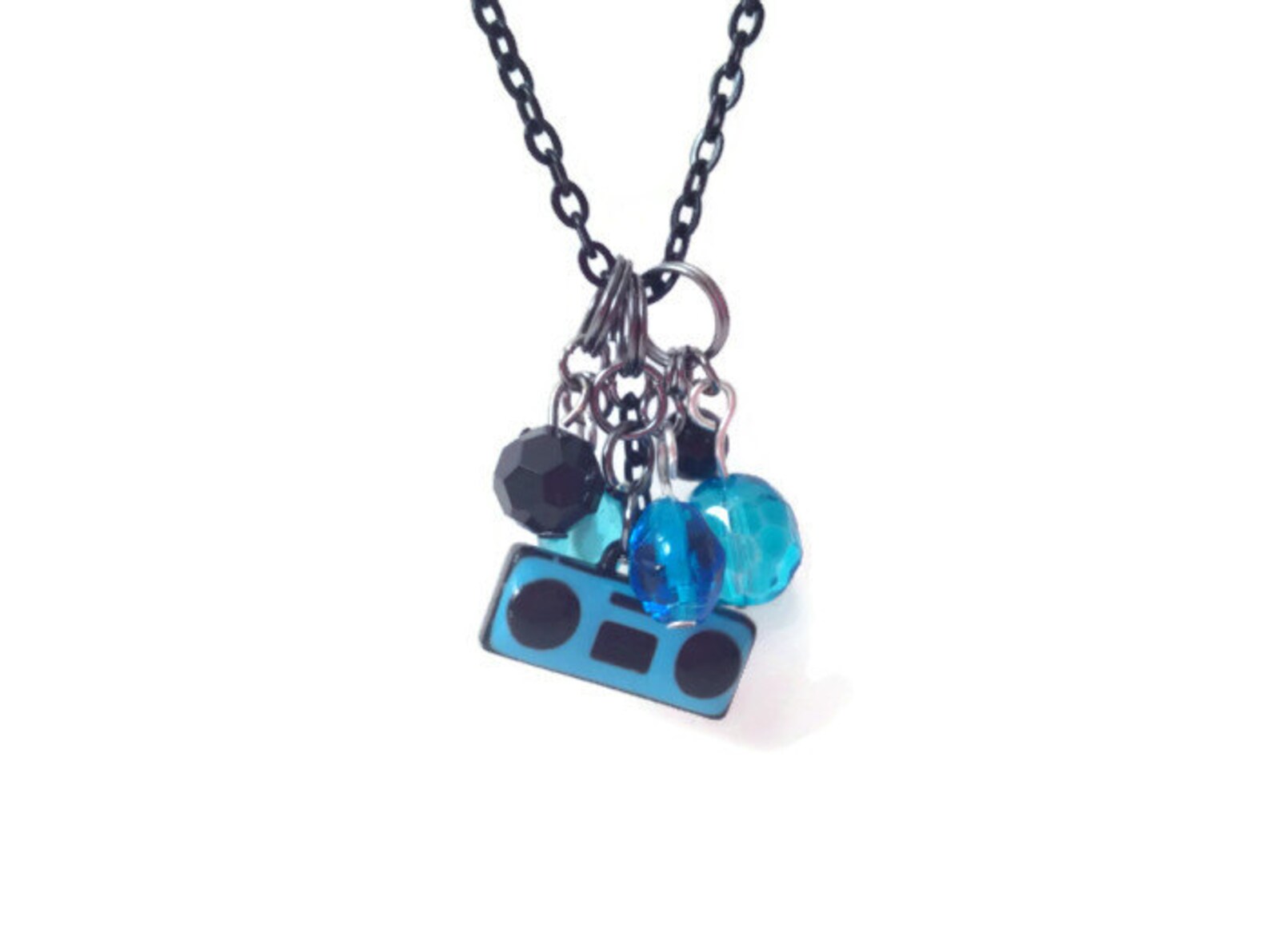 Retro Inspired Blue Boom Box Speaker Charm Necklace - Etsy