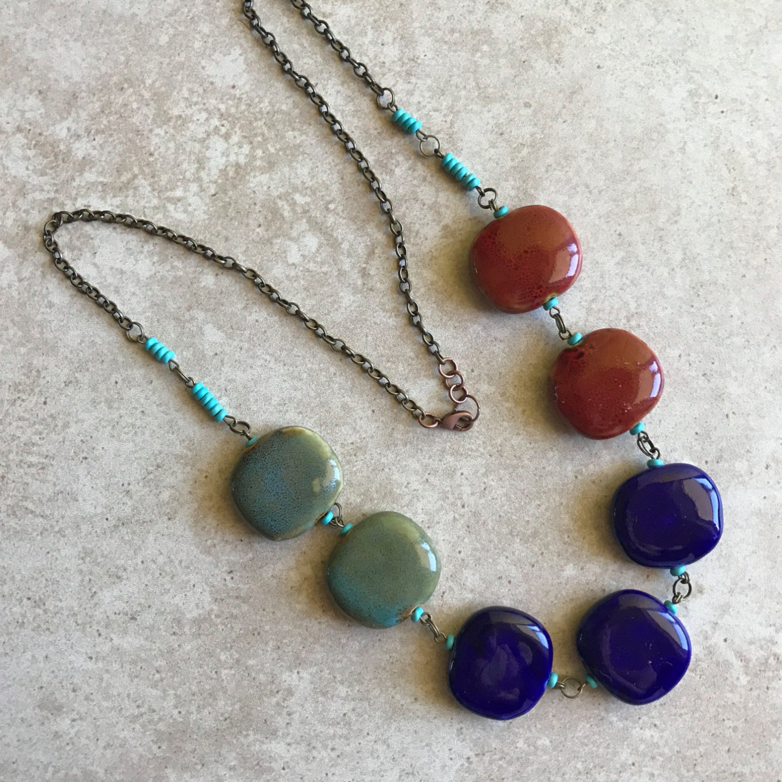 Warm colored stone necklace // multicolored necklace // simple | Etsy