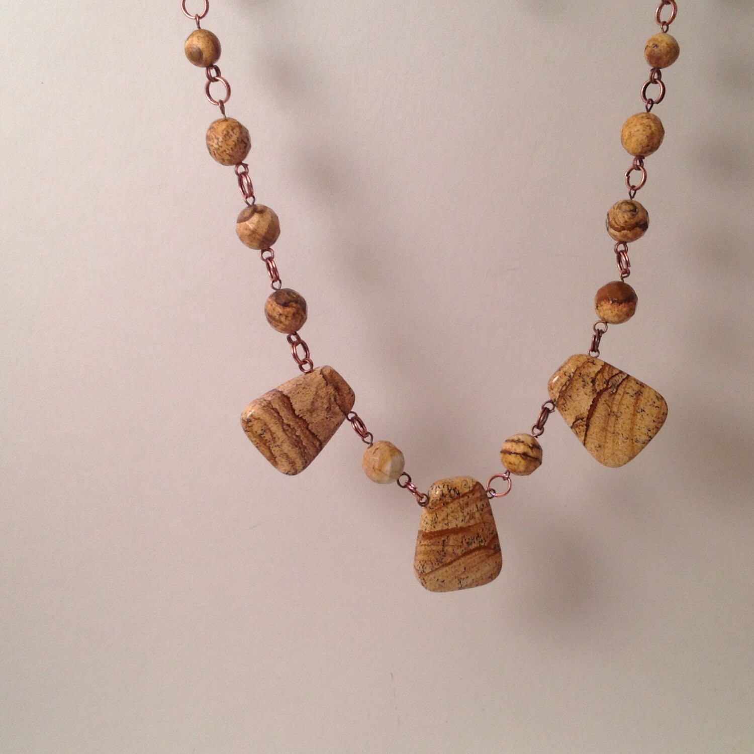 Beige Stone Statement Necklace // Natural Necklace // Necklace | Etsy