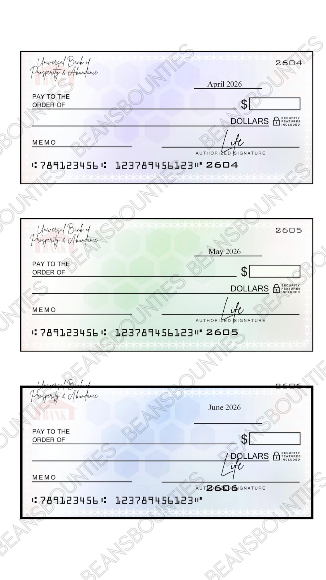 2026 Manifestation Checks, Universal Bank of Prosperity & Abundance ...