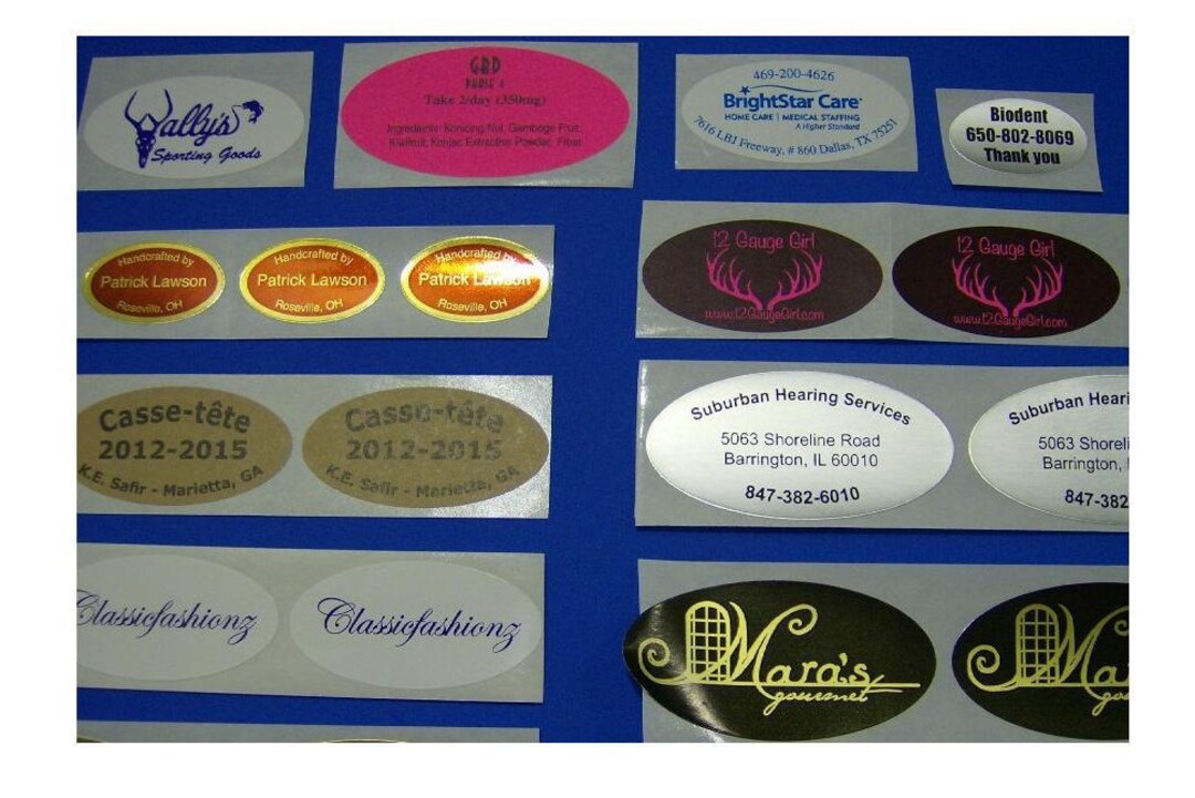 Custom Printed Oval Labels, 5,000 Stickers (choice of Label & Ink Color ...