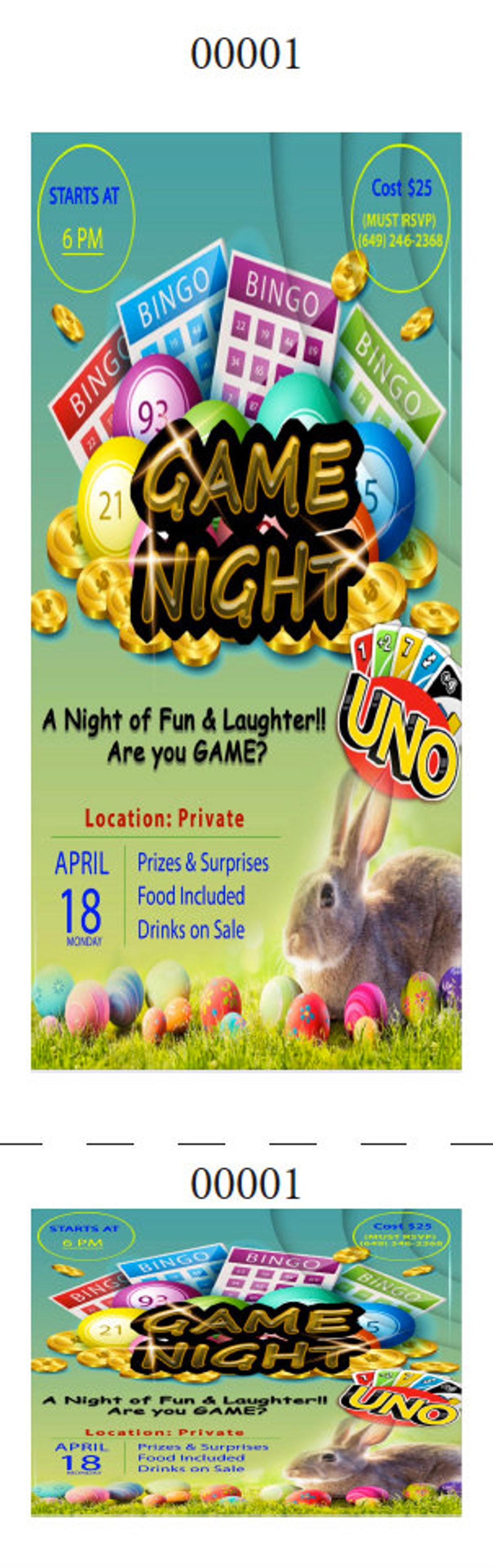 Custom Printed Tickets - 40 Full Color, Numbered & Perforated - for ...